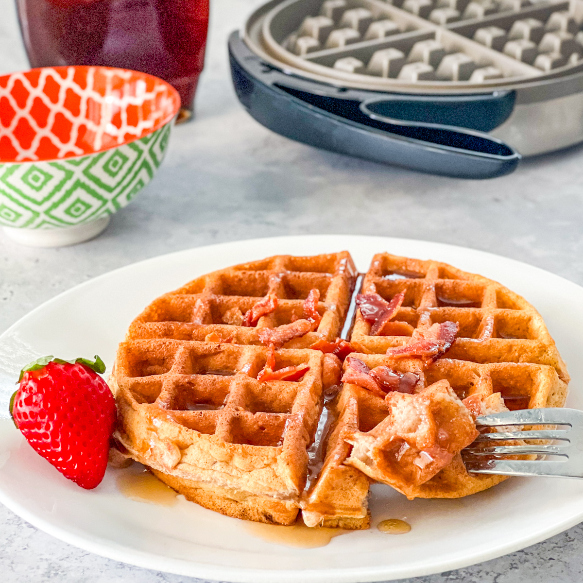 Irresistible Bacon and Cinnamon Waffles - Real Mom Kitchen - Breakfast