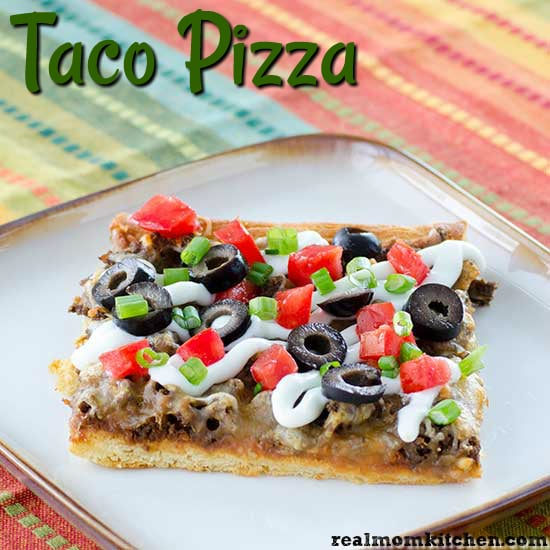 Easy Taco Pizza with Crescent Dough Crust - Real Mom Kitchen - Beef