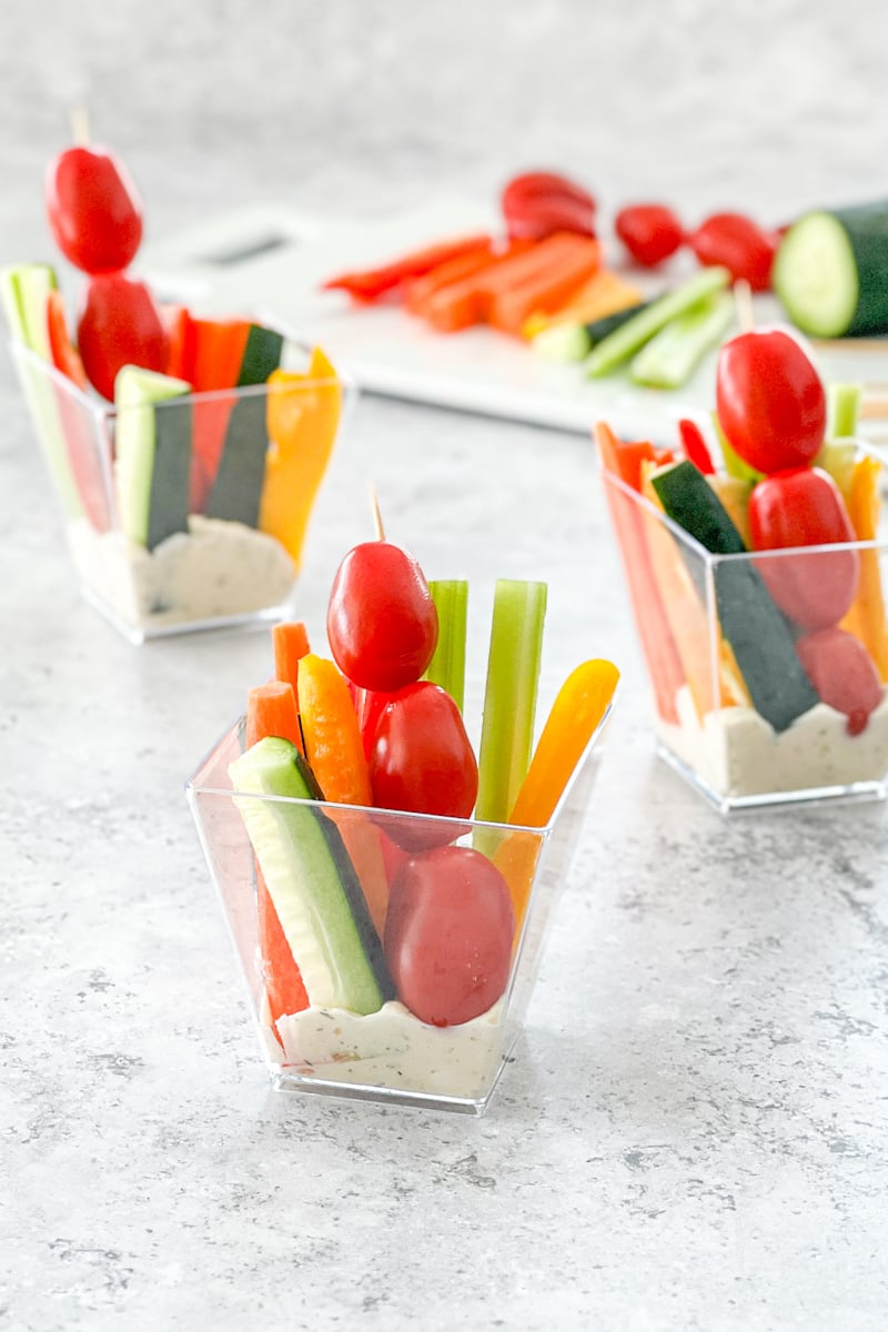 Veggie Cups with Mom's Vegetable Dip - Real Mom Kitchen - Appetizer