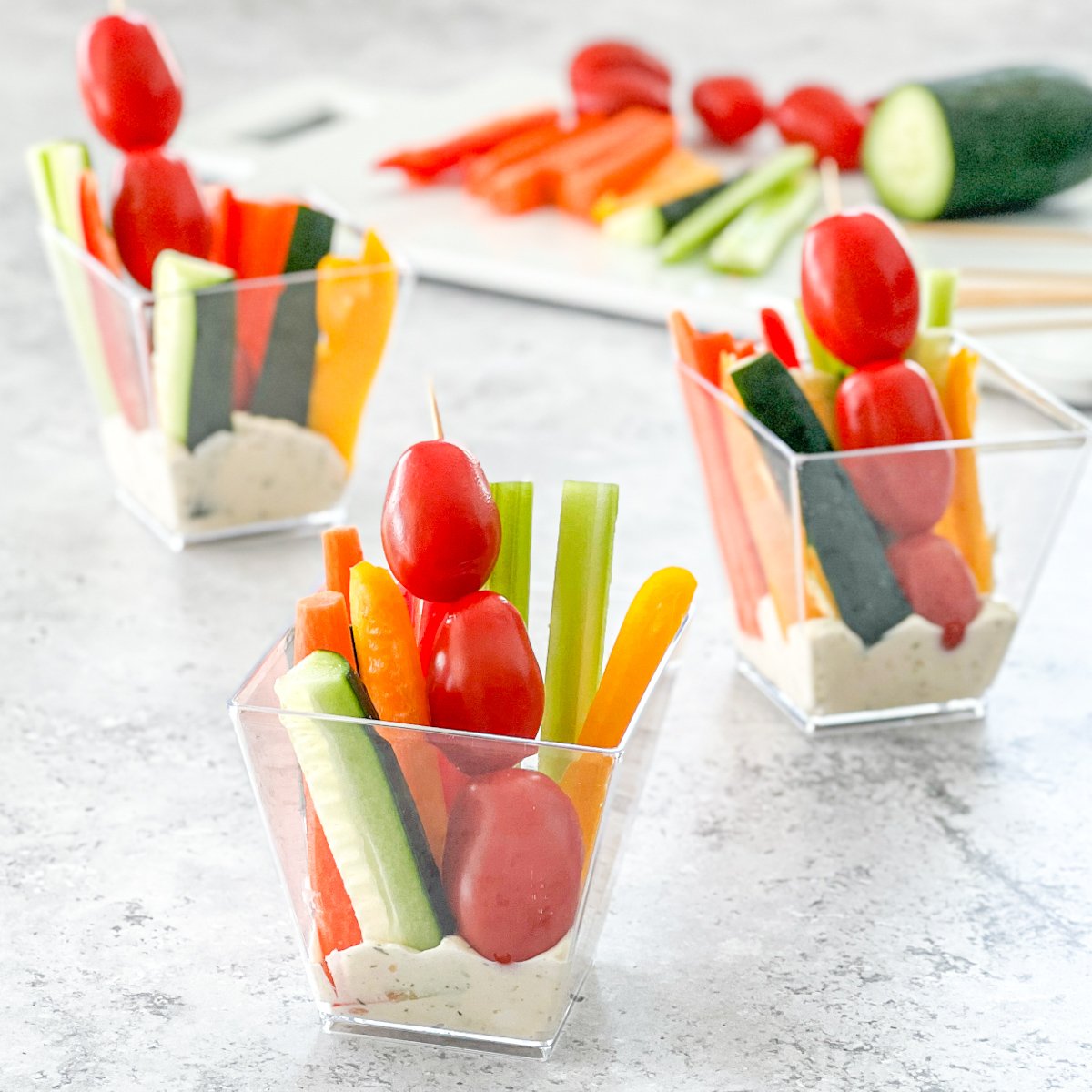 Veggie Cups with Mom's Vegetable Dip - Real Mom Kitchen - Appetizer