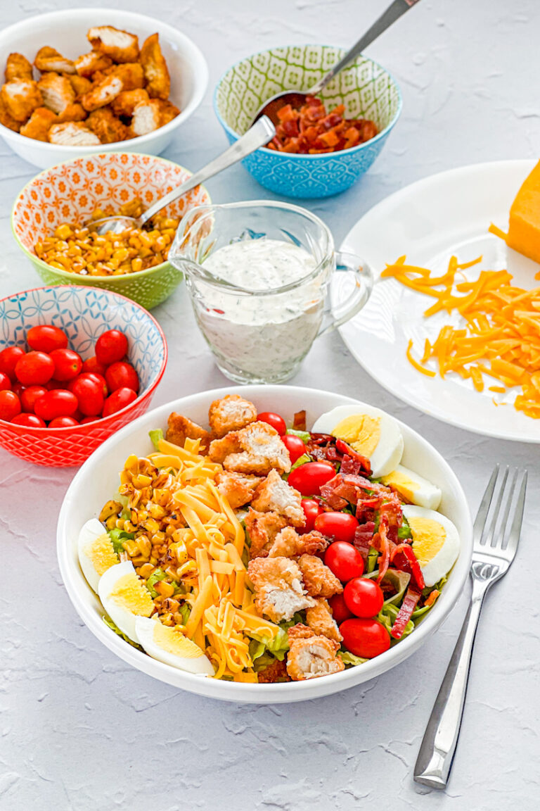 Delicious Crispy Chicken Cobb Salad with Herb Ranch Dressing