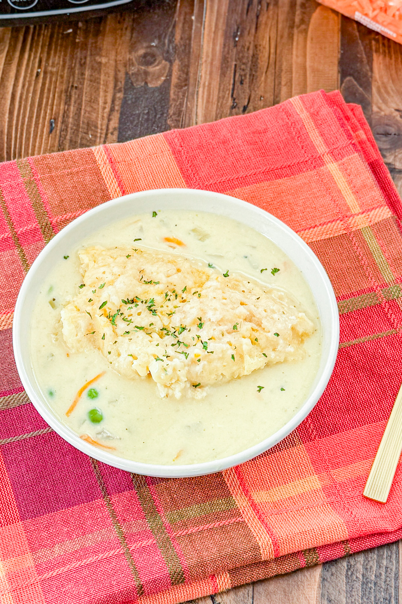 Slow Cooker Chicken and Cheddar Biscuit Dumplings - Real Mom Kitchen
